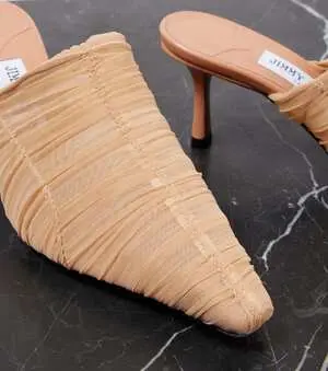 JIMMY CHOO Lotta 65 Ruched Tulle Mules