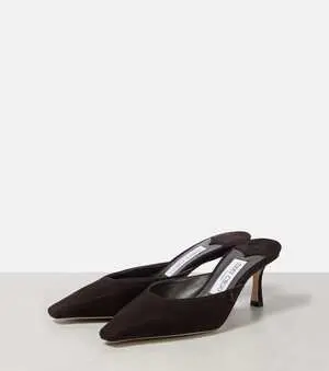 JIMMY CHOO Vivi 65 Suede Mules - Brown