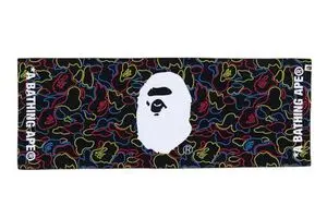 A BATHING APE Neon Camo Sports Towel - Black