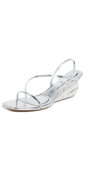 Simkhai Bridget Oyster Shell Wedge Sandals - Silver