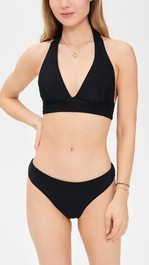 Beach Riot Laurel Ribbed Bikini Top - Black