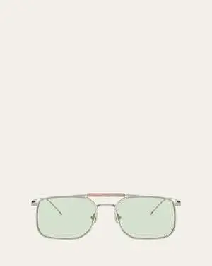 Brunello Cucinelli Square Metal Sunglasses - Silver