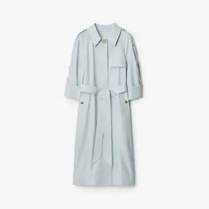 Burberry Long Lightweight Trench Coat - Pale Blue