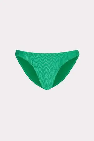 MILLY CABANA Margot Textured Chevron Bikini Bottom - Green