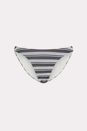 MILLY CABANA Margot Stripe Bikini Bottom - Black/white