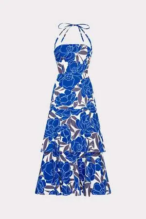 MILLY Camellia Floral Linen Maxi Dress