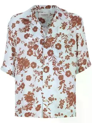 LANEUS Floral-print Shirt - Blue