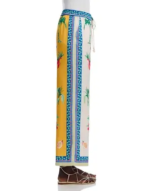 Aqua Printed Wide Leg Pants
