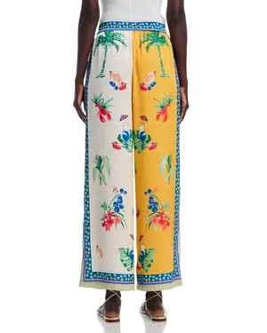 Aqua Printed Wide Leg Pants