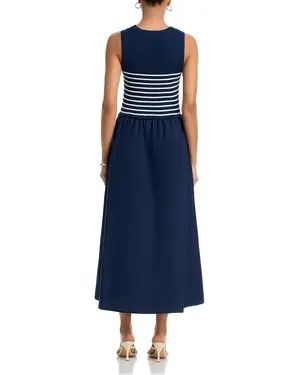 Aqua Mixed Media Maxi Dress - Navy/white