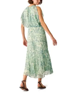 Whistles Dashes Brush Marks Midi Dress - Green/multi