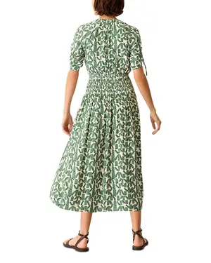 Whistles Smocked Midi Dress - Ivory/multi