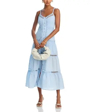 Aqua Lace Inset Midi Dress - Sky Blue