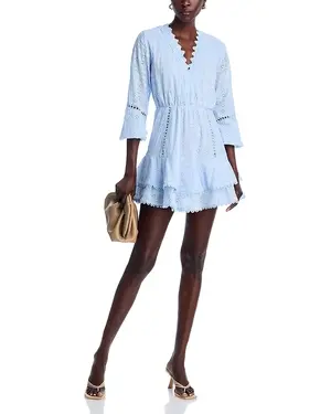 Aqua Eyelet Mini Dress