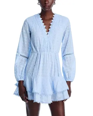 Aqua Eyelet Mini Dress