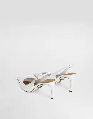 Dolce & Gabbana Polished Goatskin Slingbacks - White