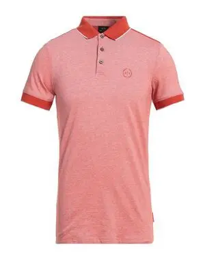 Armani Exchange Man Polo Shirt Sky Blue Size L Cotton Red