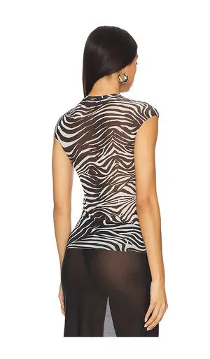 AFRM Nina Sheer Mesh Top - Desert Zebra