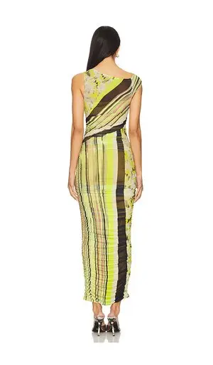 AFRM Biona Ruched Mesh Maxi Dress