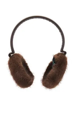 Jocelyn Faux Mink & Leather Earmuffs In Brown