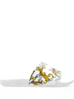 Versace Barocco-pattern Slides - White