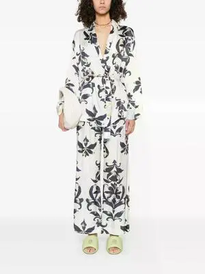 FORTE_FORTE Geometric-print Trousers - White