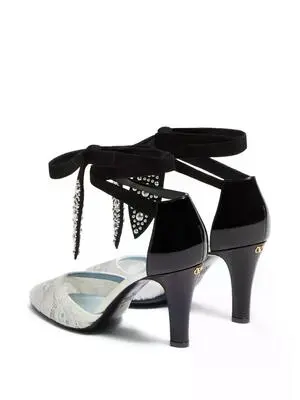 Valentino Garavani Lace Panelling Stud Embellishment Pumps - White