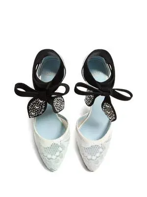 Valentino Garavani Lace Panelling Stud Embellishment Pumps - White