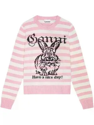 GANNI Intarsia-knit Jumper - Pink