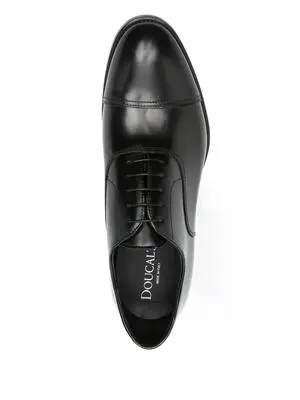 DOUCAL'S Smooth Leather Oxford Shoes - Black
