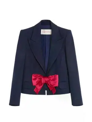 Valentino Garavani Bow-detail Single-breasted Blazer - Blue
