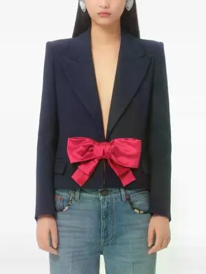 Valentino Garavani Bow-detail Single-breasted Blazer - Blue