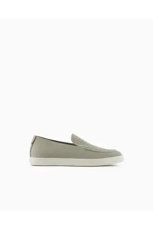 Giorgio Armani Chevron Jacquard Slip-ons - Natural