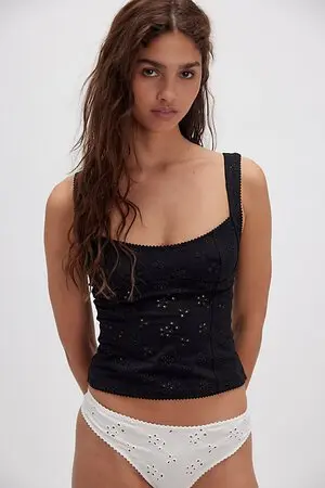 Free People Eyelet Cami - Black