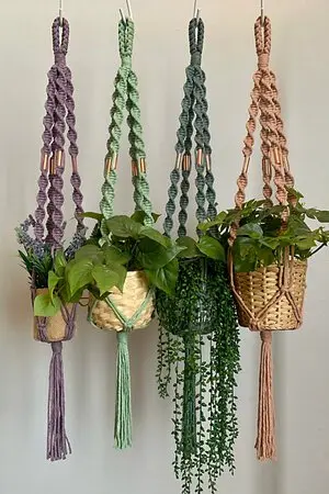 I WOULD RATHER KNOT Macrame Plant Hanger With A Twist - Agave