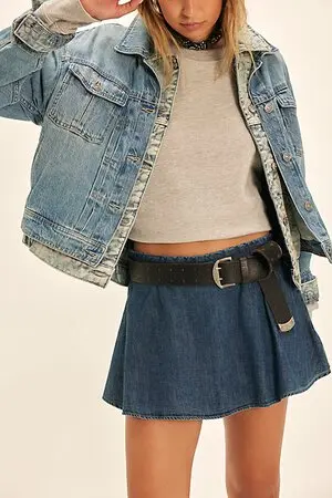 Free People Paradise Found Denim Skort - Mid Indigo