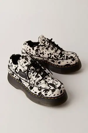Dr. Martens Buzz Hair On Hide Oxfords - Cream/black Dalmation