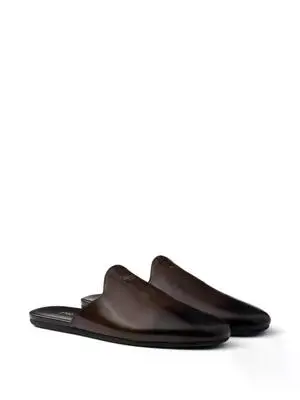 Prada Brushed-leather Mules