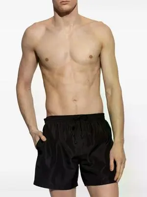 Balmain Logo Appliqué Swim Shorts - Black