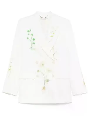 Stella McCartney Floral-embroidered Blazer - Neutrals