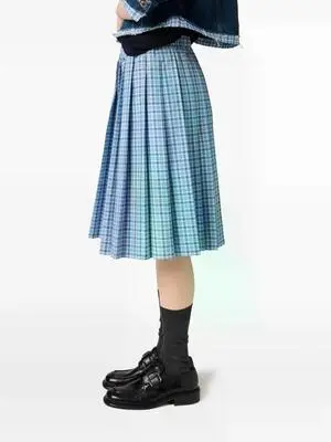 Miu Miu Pleated Checked Skirt