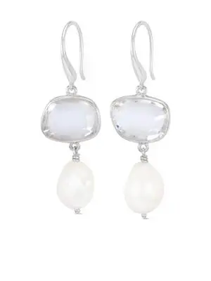 DOWER & HALL Pebble Pearl Drop Earrings - White