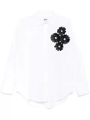 MSGM Floral-appliqué Shirt - White