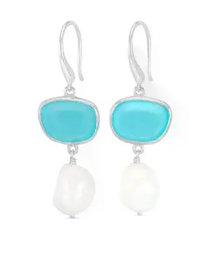 DOWER & HALL Pebble Pearl Drop Earrings - Blue