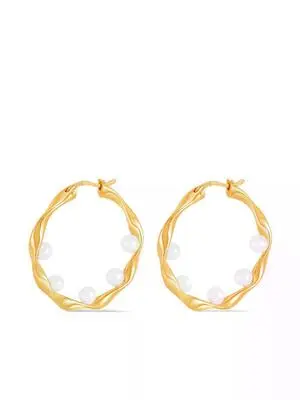DOWER & HALL Waterfall Baroque Pearl Hoop Earrings - Gold