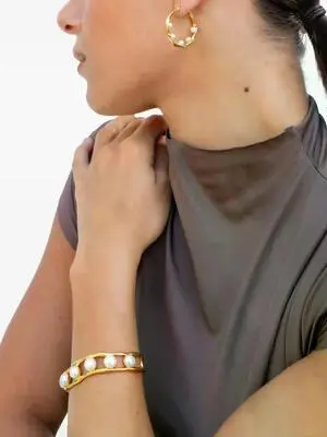 DOWER & HALL Waterfall Baroque Pearl Hoop Earrings