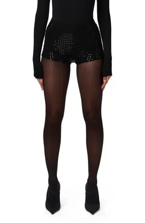 Naked Wardrobe Crystal Studded Shorts - Black