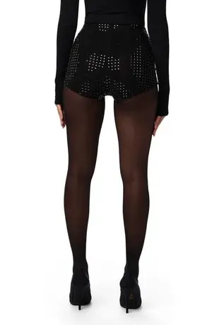 Naked Wardrobe Crystal Studded Shorts - Black