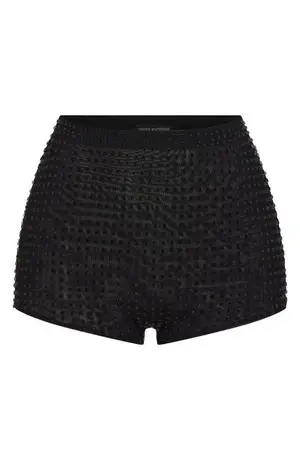 Naked Wardrobe Crystal Studded Shorts - Black