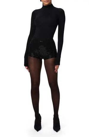 Naked Wardrobe Crystal Studded Shorts - Black